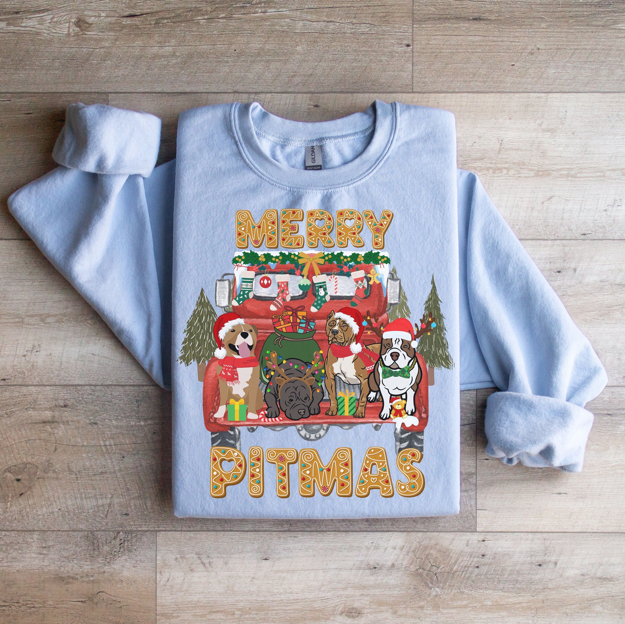 Pitbull Shirt, Pit Bull Sweater, Pitbull Christmas Crewneck, Merry ...