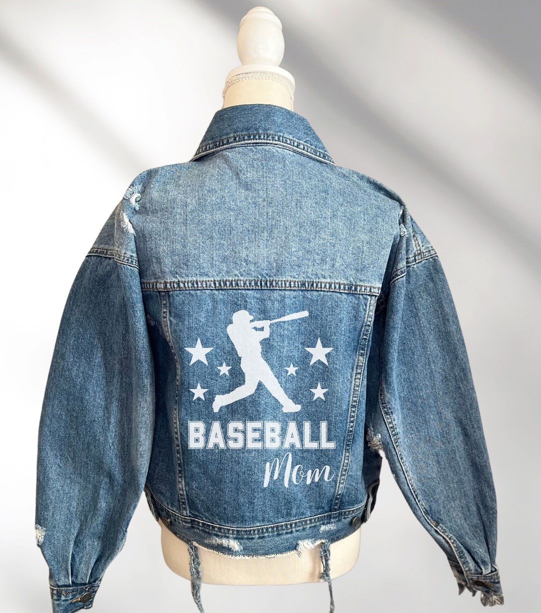 Baseball Mom Denim Jacket, Baseball Mama Jean Jacket, Custom Denim ...