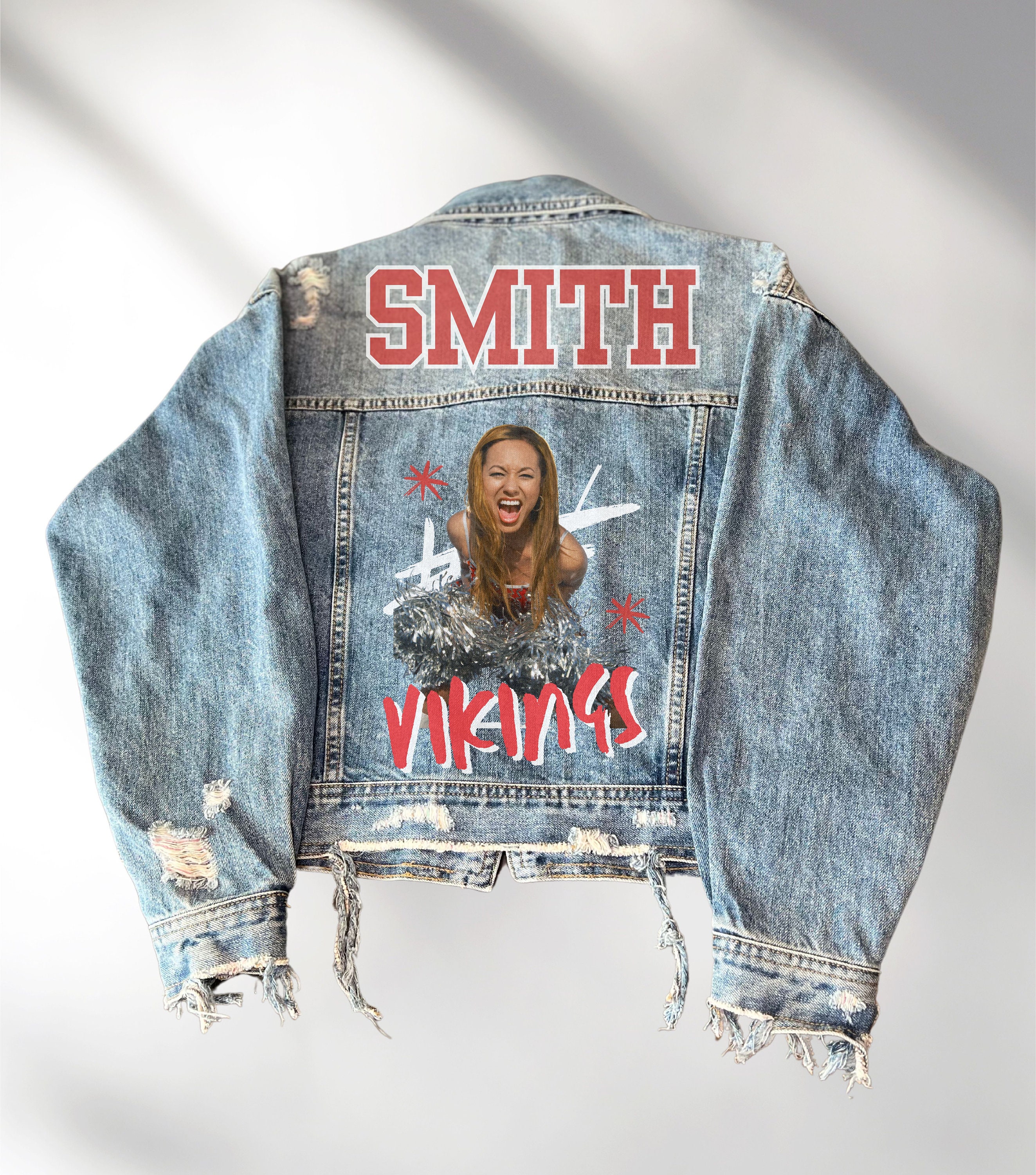 Cheer Mom Denim Jacket, Sport Mom Jean Jacket, Cheerleader Fan Denim ...