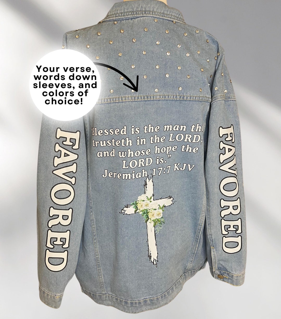 Christian Custom Denim Jacket, Jesus Bible Verse Jacket, Faith Apparel ...
