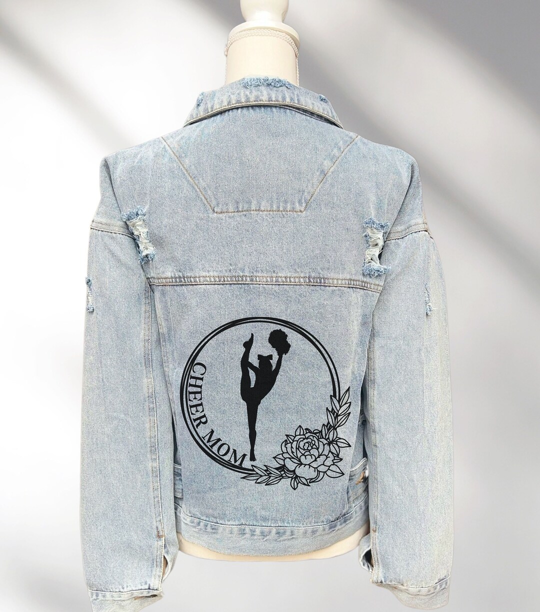 Cheer Mom Denim Jacket, Competitive Cheer Moms, Custom Denim Jacket ...