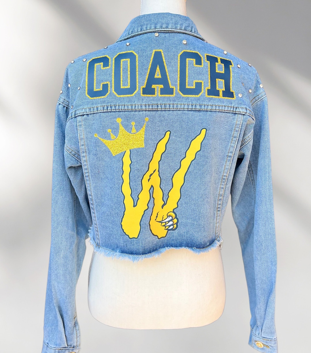 Custom Cheer Coach Denim Jacket, Cheer Mom Jean Jacket, Personalized ...