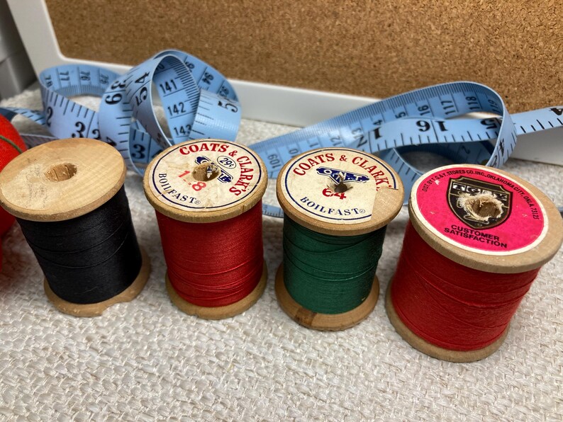 Vintage Wood Spools of Thread - Etsy