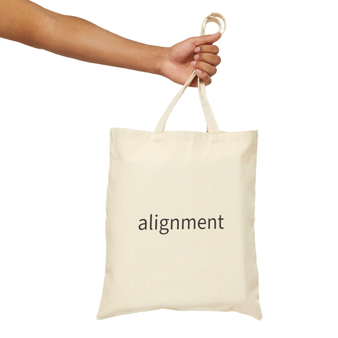 Alignment Tote Bag | Minimal Word Art Canvas Tote, Neutral Text Grocery ...