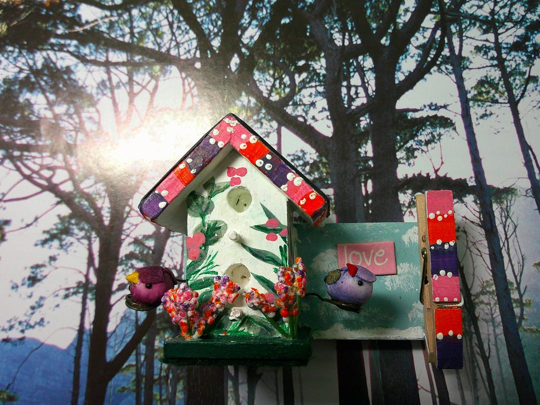 Hand Painted Magnetic Birdhouse Note Holder – Cute & Functional ...