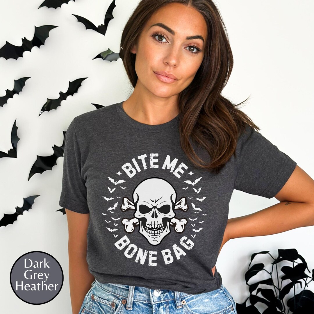 Funny 90s Halloween Shirt, Bite Me Shirt, Skeleton Skull Tshirt ...