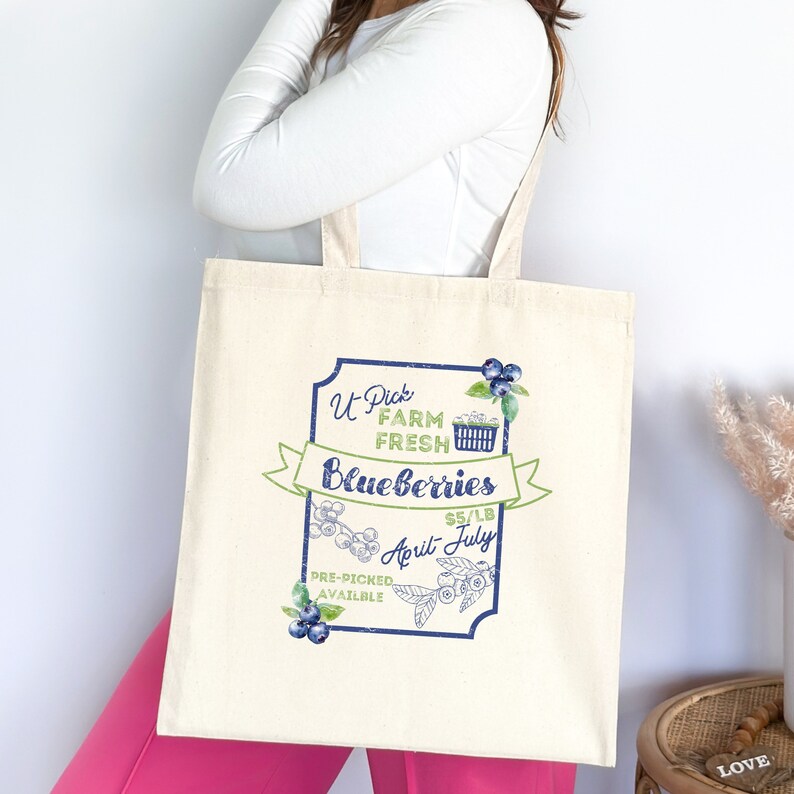 Berry Bag Farmers Market Tote, Canvas Grocery Tote,berry Gift for Her ...