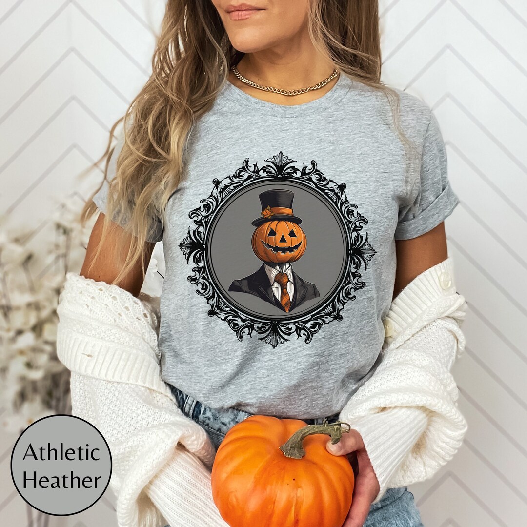 Pumpkin Head Halloween Portrait Shirt, Dapper Man Pumpkinhead Tee ...