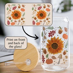 Cottagecore Sunflower Coffee Glass, Fall Coffee Glass, Autumn Glass Cup ...