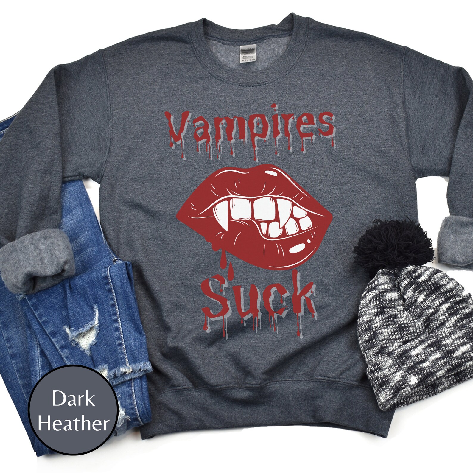 Vampire Sweatshirt, Halloween Vampire Sweater, Sexy Vampire Fangs ...