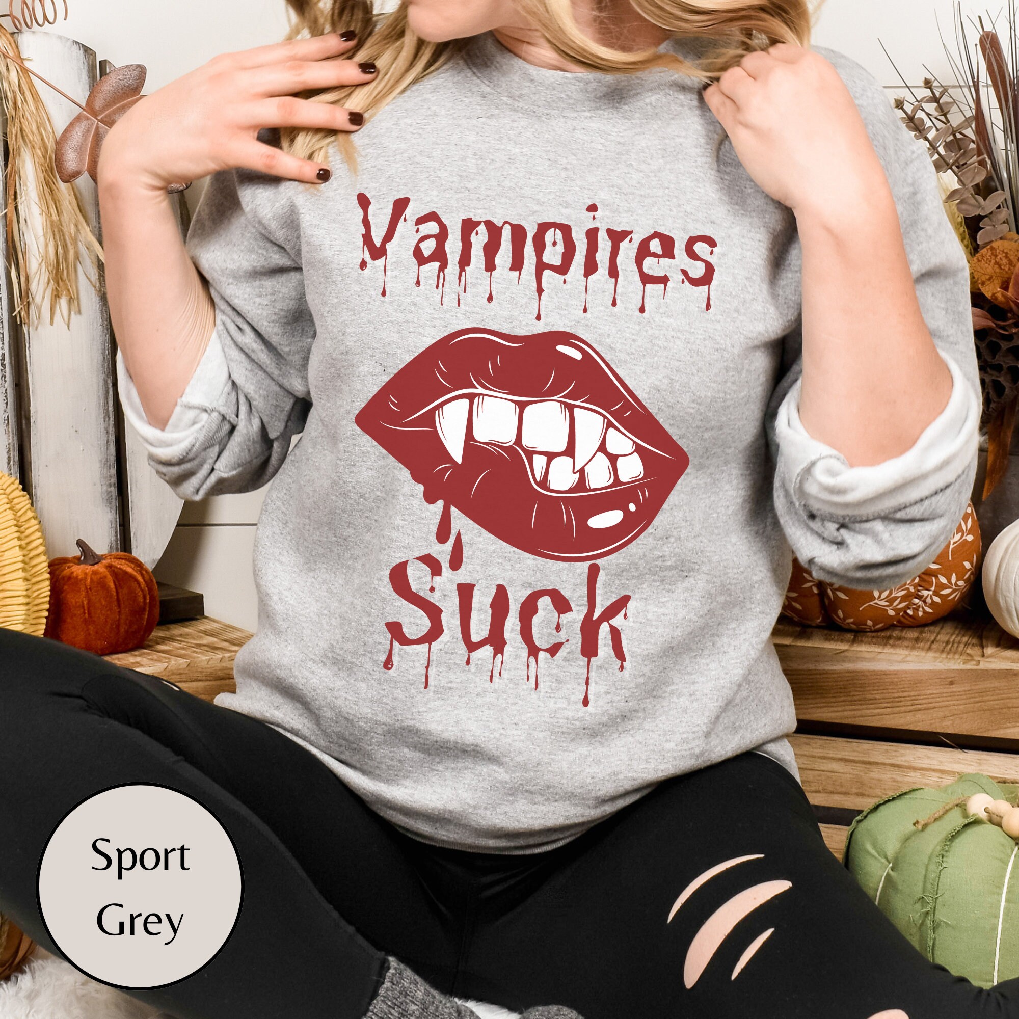 Vampire Sweatshirt, Halloween Vampire Sweater, Sexy Vampire Fangs ...