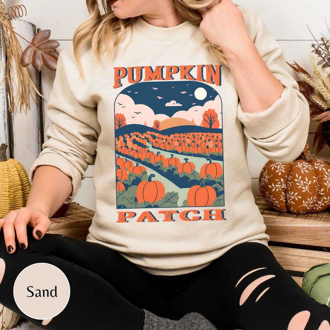 Cottagecore Pumpkin Patch Sweatshirt, Fall Pumpkin Sweater, Seasonal ...