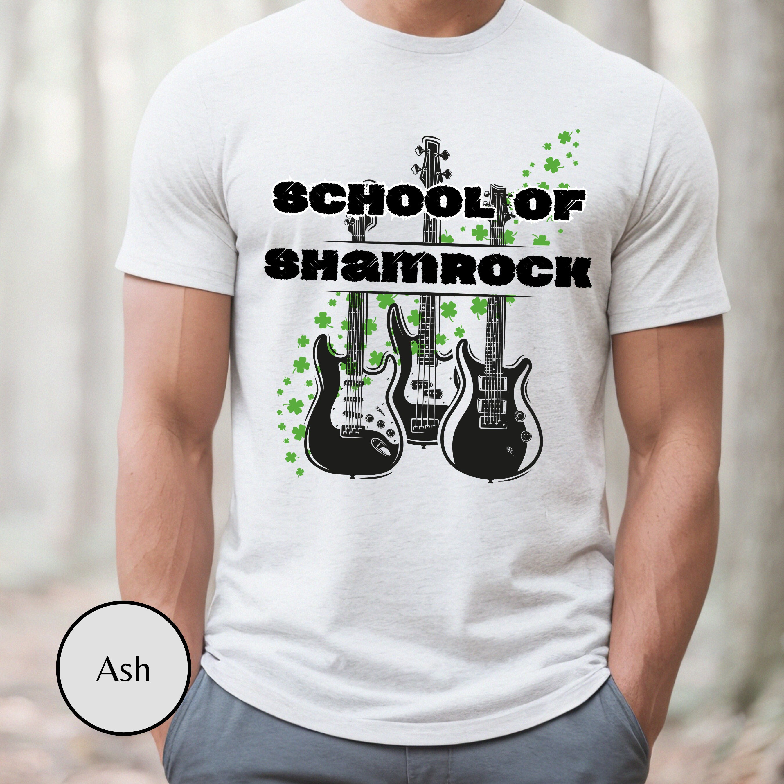 Mens School of Shamrock Tshirt, Sham Rocker Guitar Shirt, Men's St ...