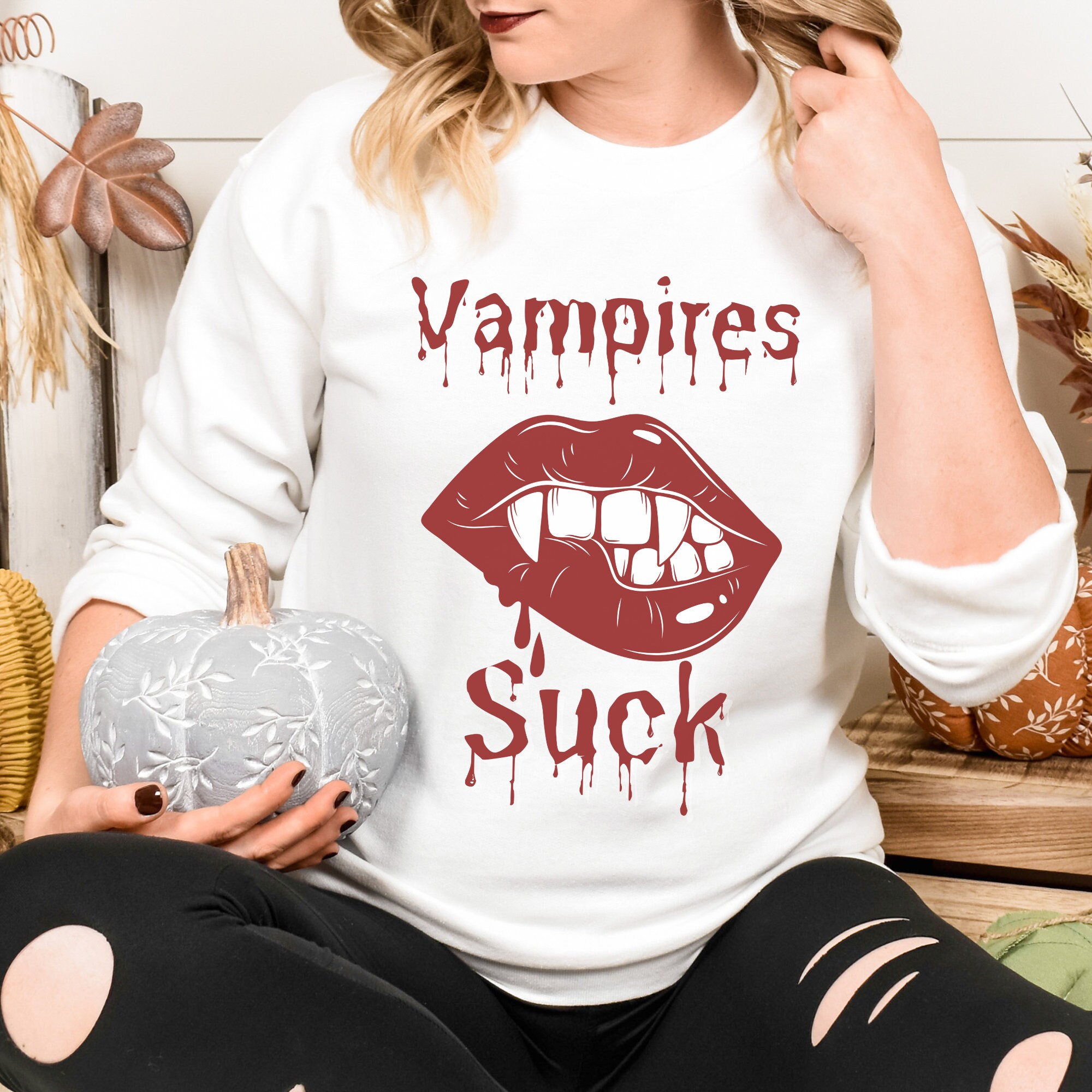 Vampire Sweatshirt, Halloween Vampire Sweater, Sexy Vampire Fangs ...
