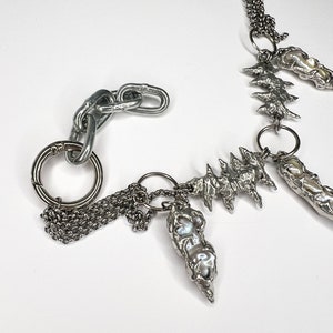 Chunky Rave Necklace Silver Finish Grunge Necklace Techno Alternative ...