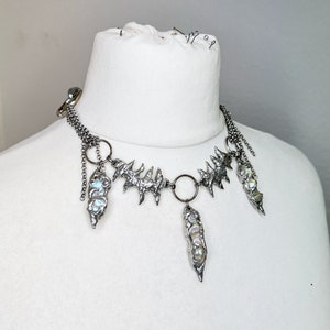 Chunky Rave Necklace Silver Finish Grunge Necklace Techno Alternative ...