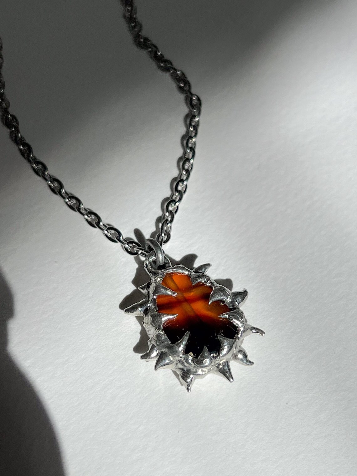 Spiky Soft Solder Pendant Silver Finish Edgy Necklace Y2k Jewelry Fluid ...