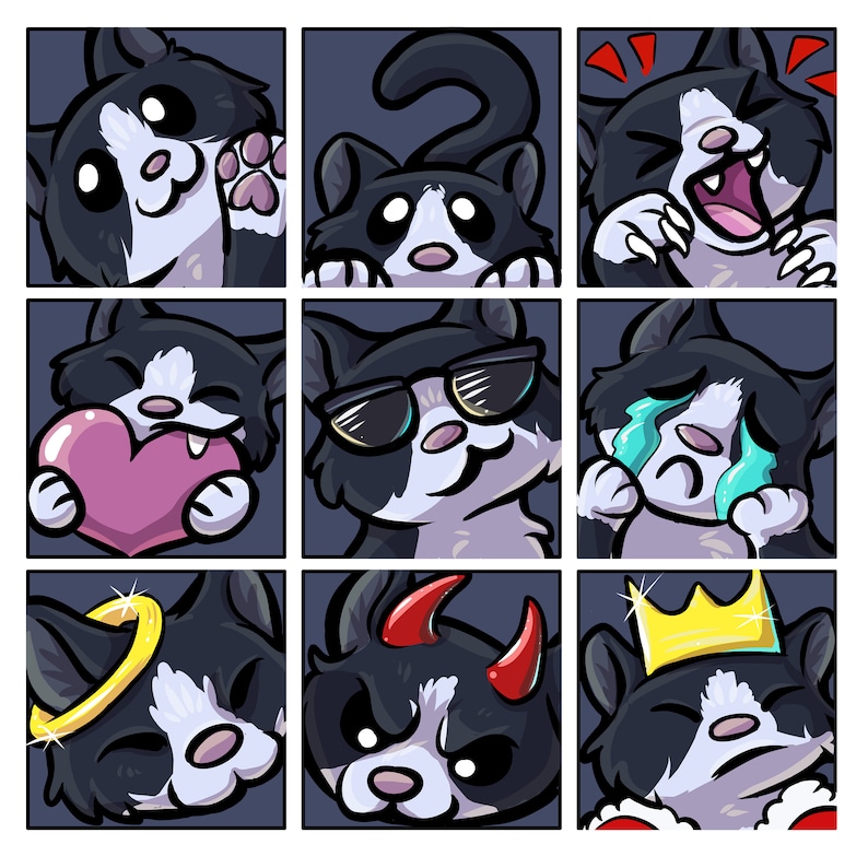 Tuxedo Cat Emotes, Stickers, Etc for Twitch, Discord and More - Etsy