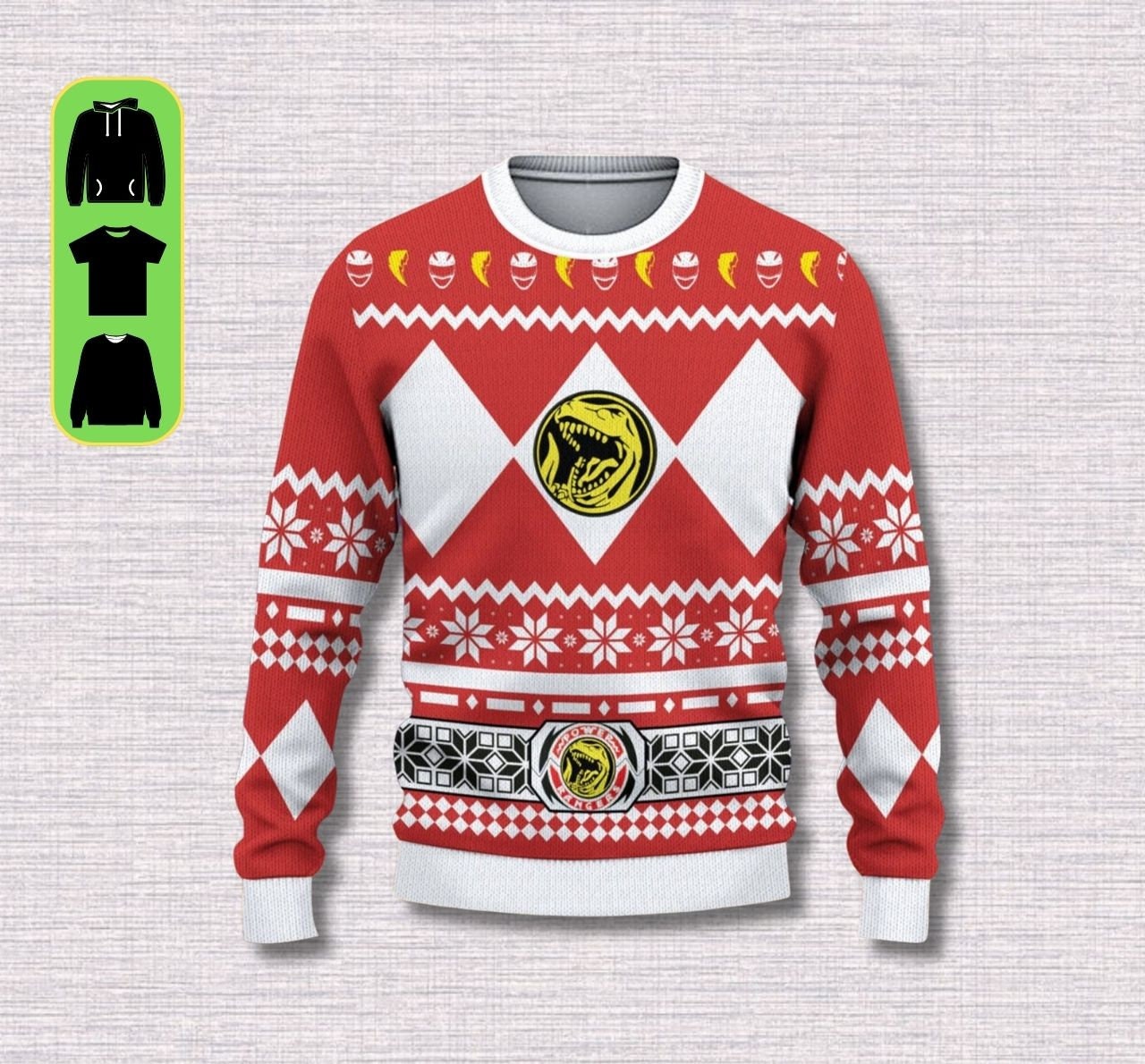 Ugly Christmas Sweater, Red Mighty Morphin Power Ranger sold by ...