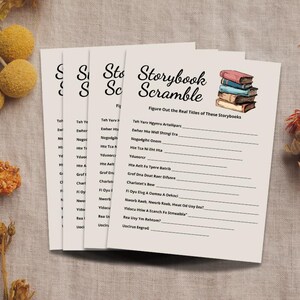 Storybook Scramble Baby Shower Game: Printable Book Title Unscramble ...