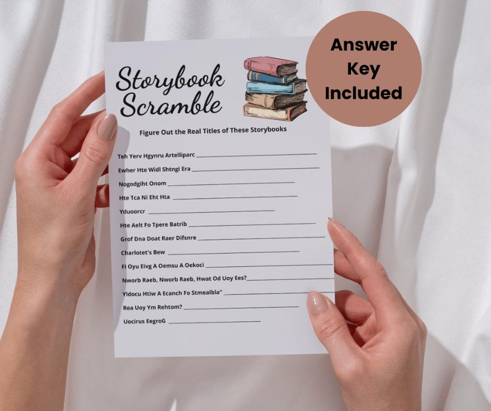 Storybook Scramble Baby Shower Game: Printable Book Title Unscramble ...