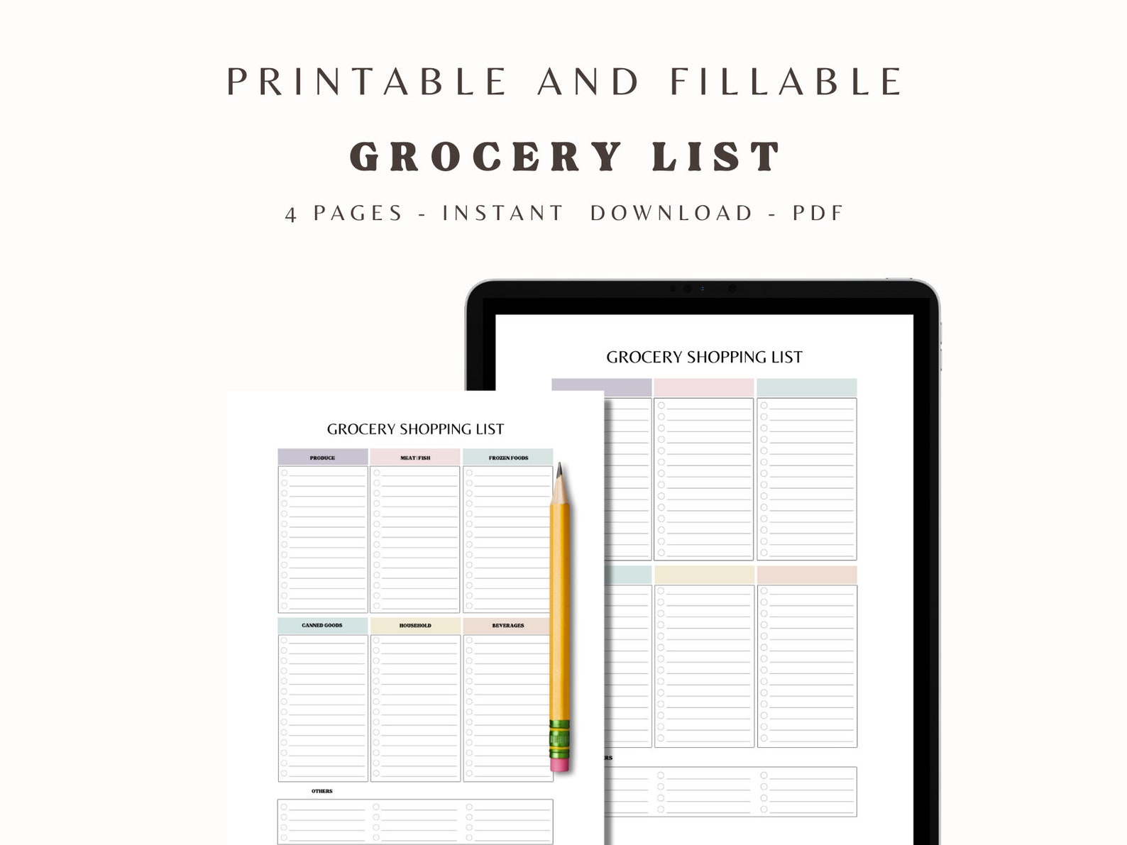 Grocery List Printable and Fillable Template | Printable Grocery List ...