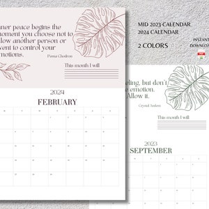Mindfulness Calendar 2023-2024 Printable Quotes Calendar - Etsy