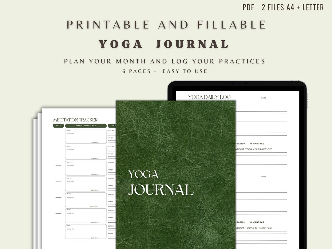 Yoga Journal and Planner Printable and Fillable | Wellness Planner ...