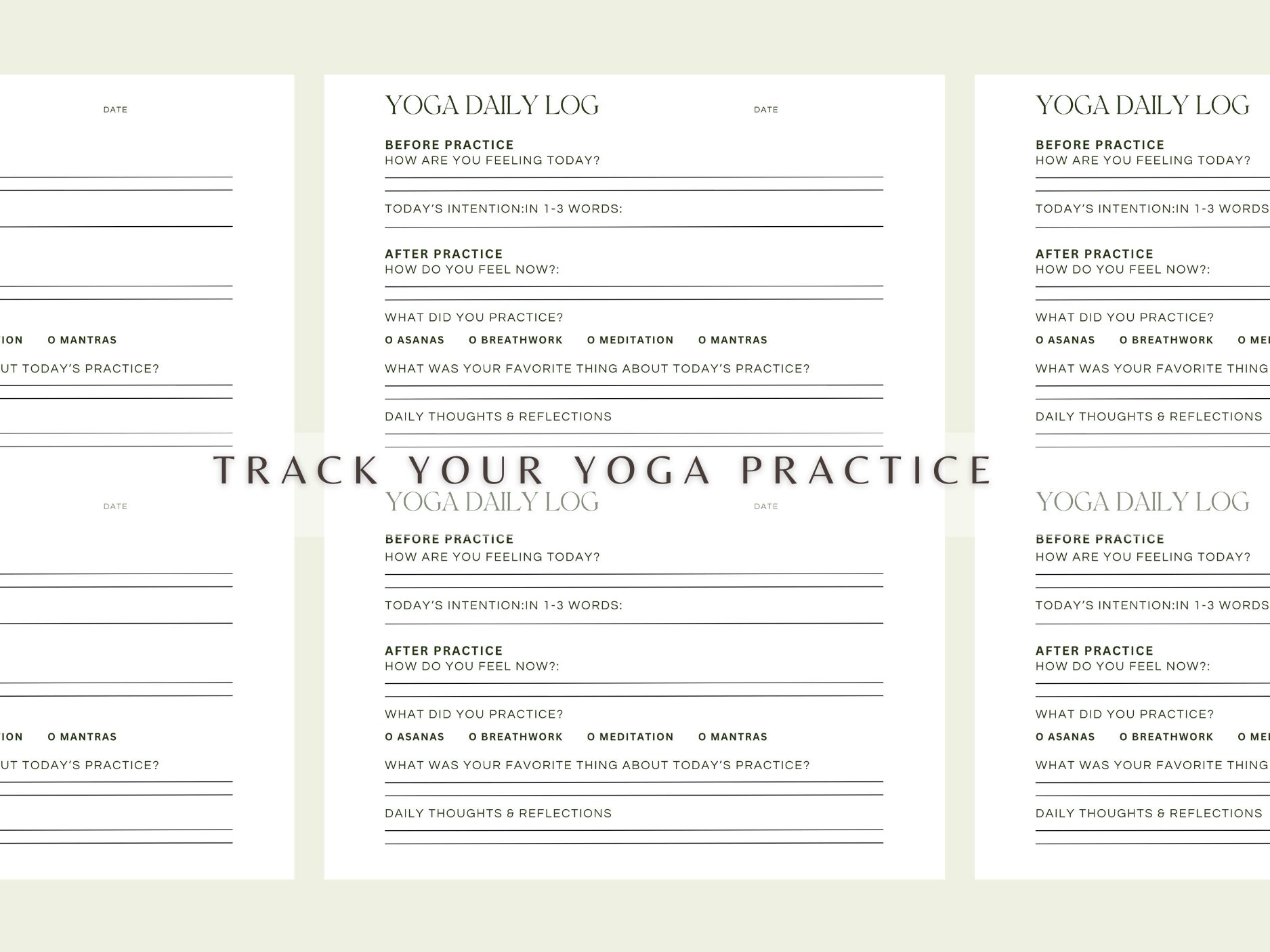 Yoga Journal and Planner Printable and Fillable | Wellness Planner ...