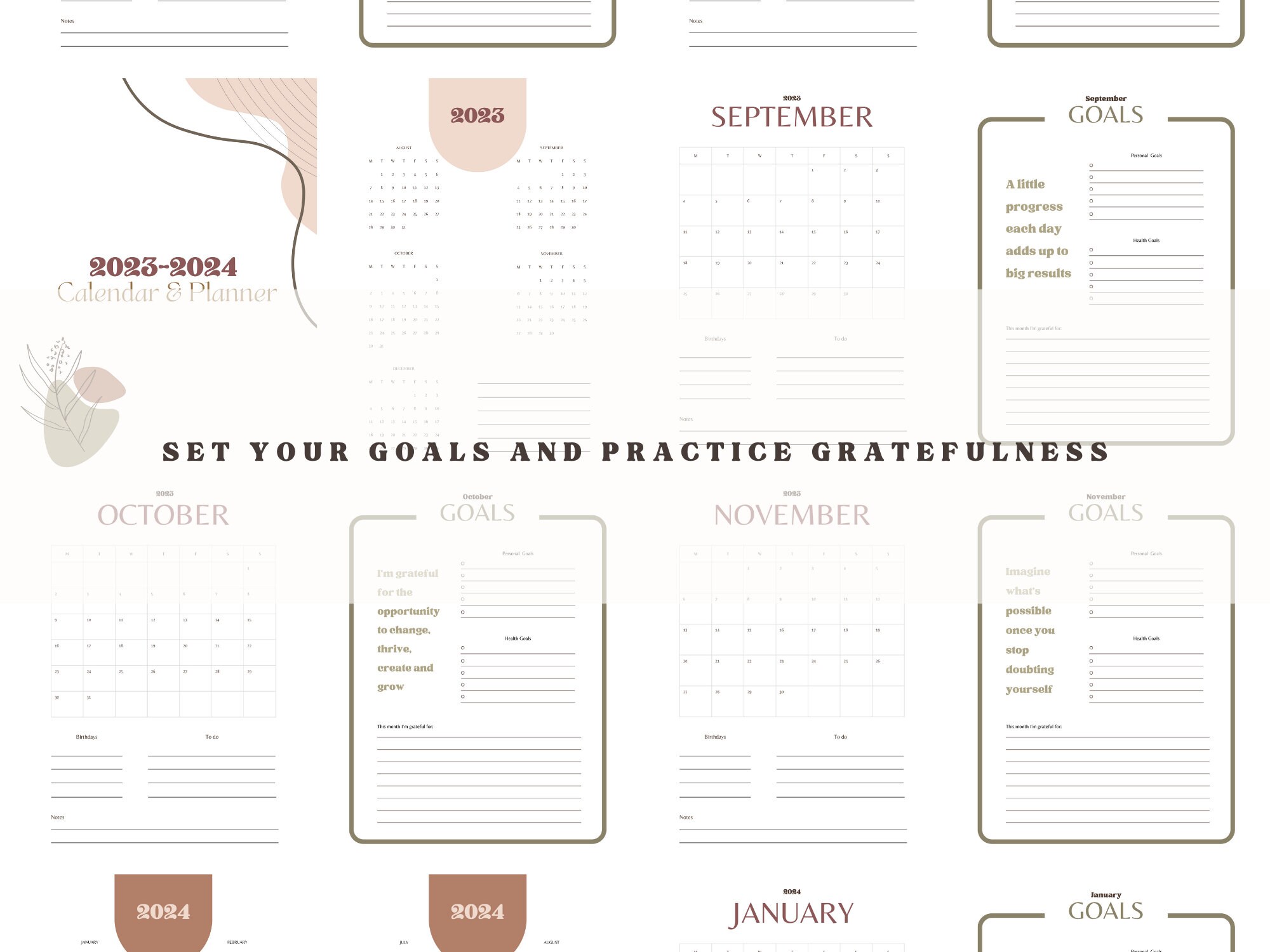 2023-2024 Calendar Printable Boho Printable Calendar Minimalist ...