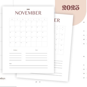 2023-2024 Calendar Printable | Boho Printable Calendar | Minimalist ...