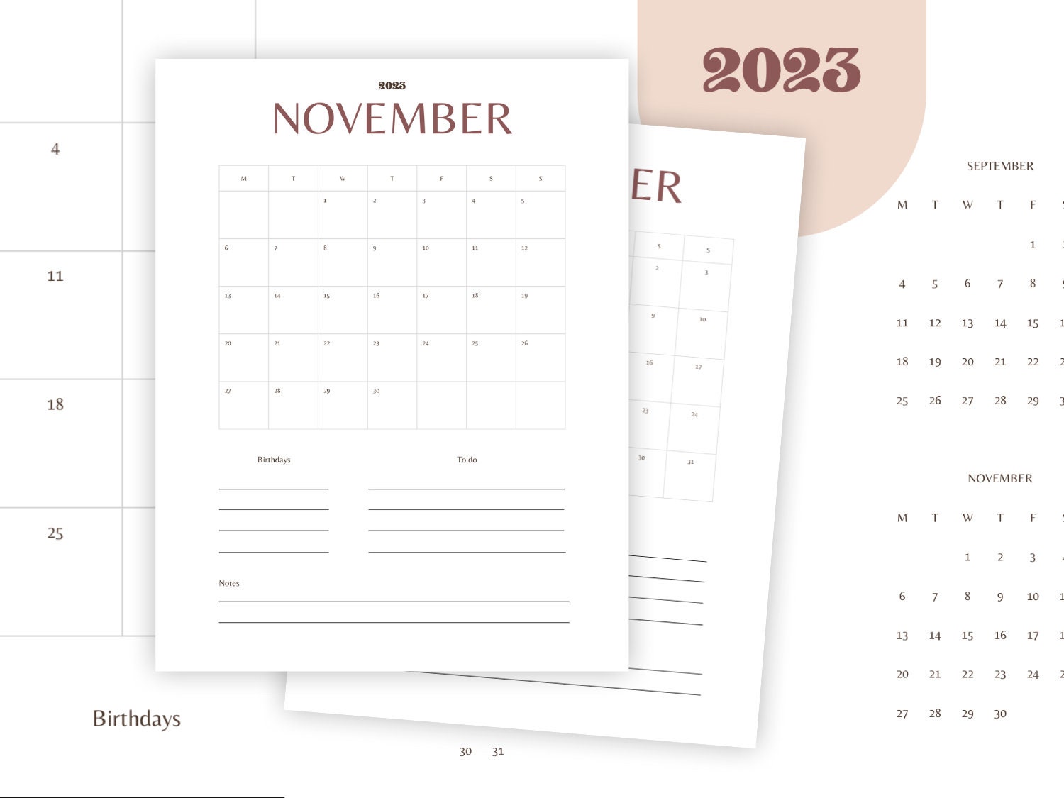 2023-2024 Calendar Printable Boho Printable Calendar Minimalist ...