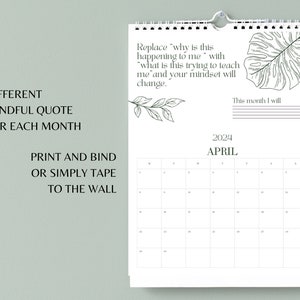 Mindfulness Calendar 2023-2024 Printable Quotes Calendar - Etsy