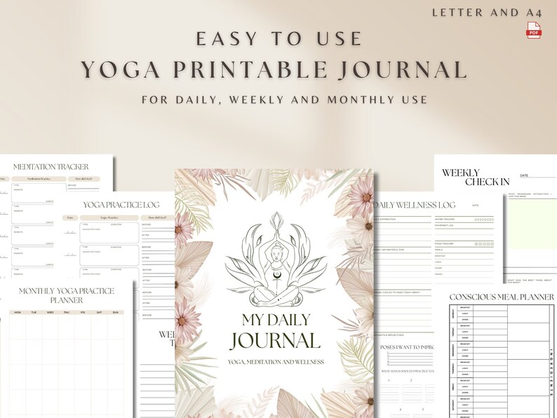 Printable Yoga Journal and Planner Meditation Journal Yoga Routine Planner Monthly Planner ...