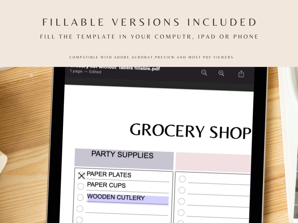 Grocery List Printable and Fillable Template | Printable Grocery List ...