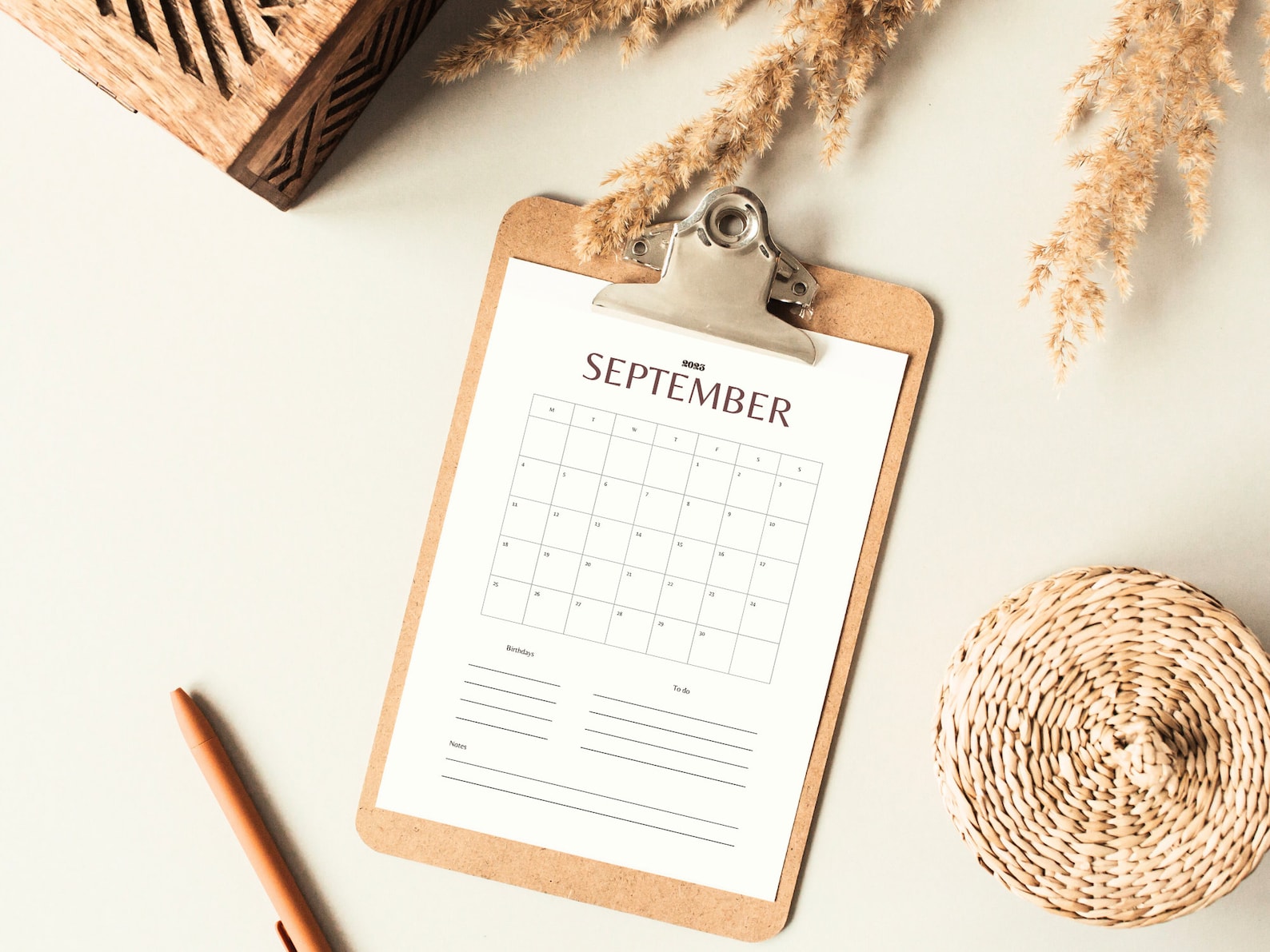 2023-2024 Calendar Printable Boho Printable Calendar Minimalist ...