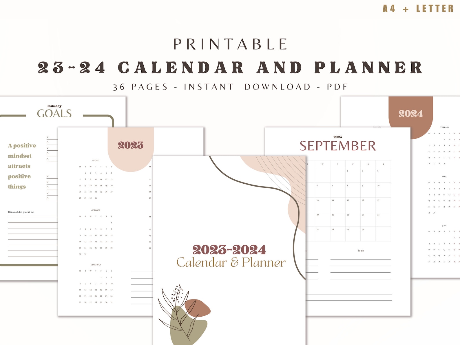 2023-2024 Calendar Printable Boho Printable Calendar Minimalist ...