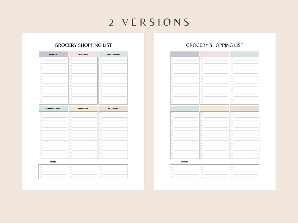 Grocery List Printable and Fillable Template | Printable Grocery List ...