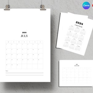 Wall Calendar 2023-2024 Printable and Editable | Minimalist Calendar ...