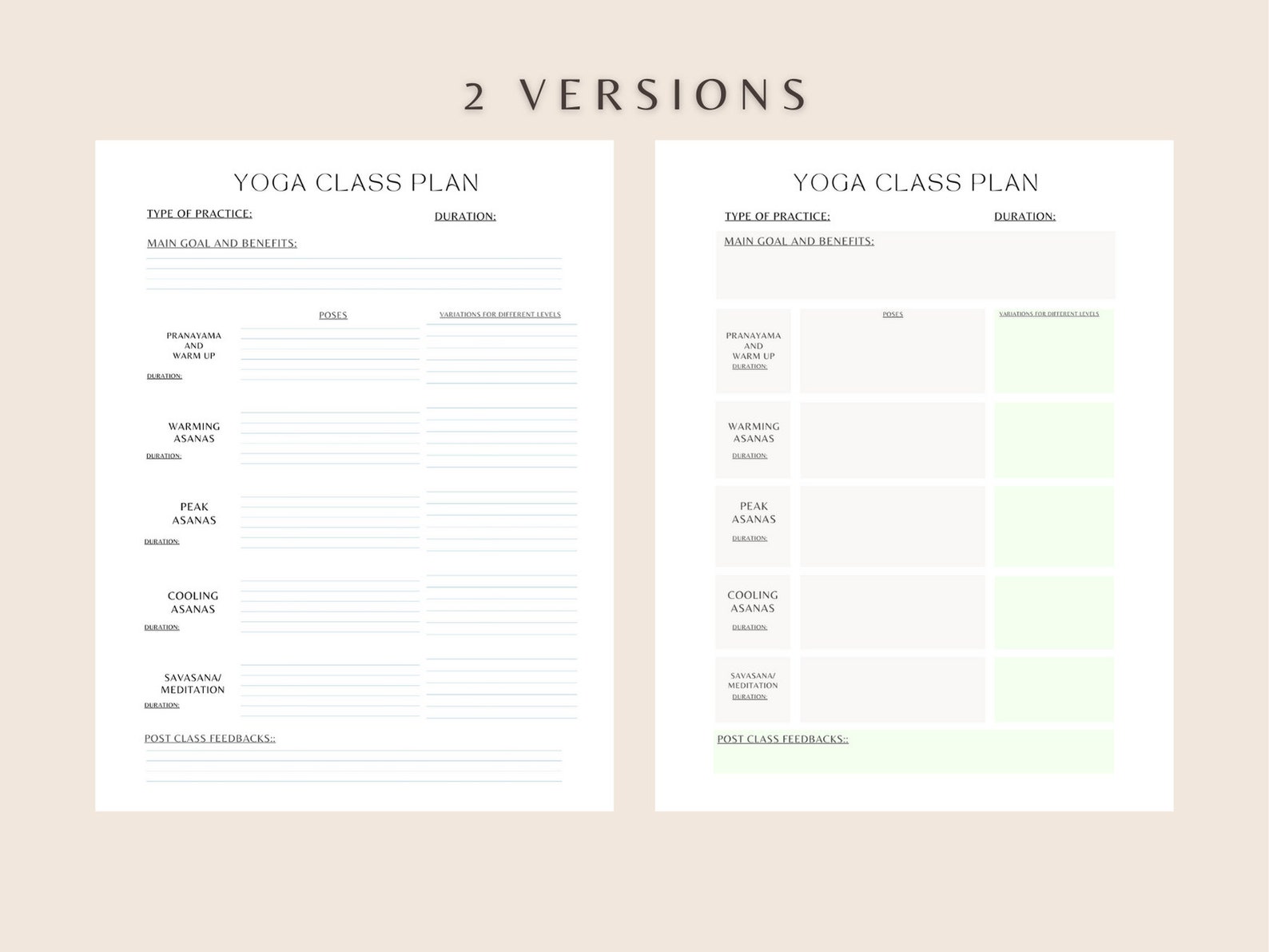 Yoga Class Planner Template | Printable Yoga Class Planner | Yoga Teacher Planner | Yoga ...