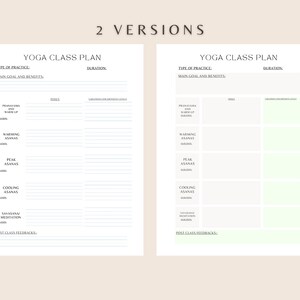 Yoga Class Planner Template | Printable Yoga Class Planner | Yoga Teacher Planner | Yoga ...