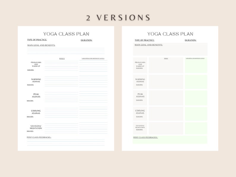 Yoga Class Planner Template | Printable Yoga Class Planner | Yoga Teacher Planner | Yoga ...