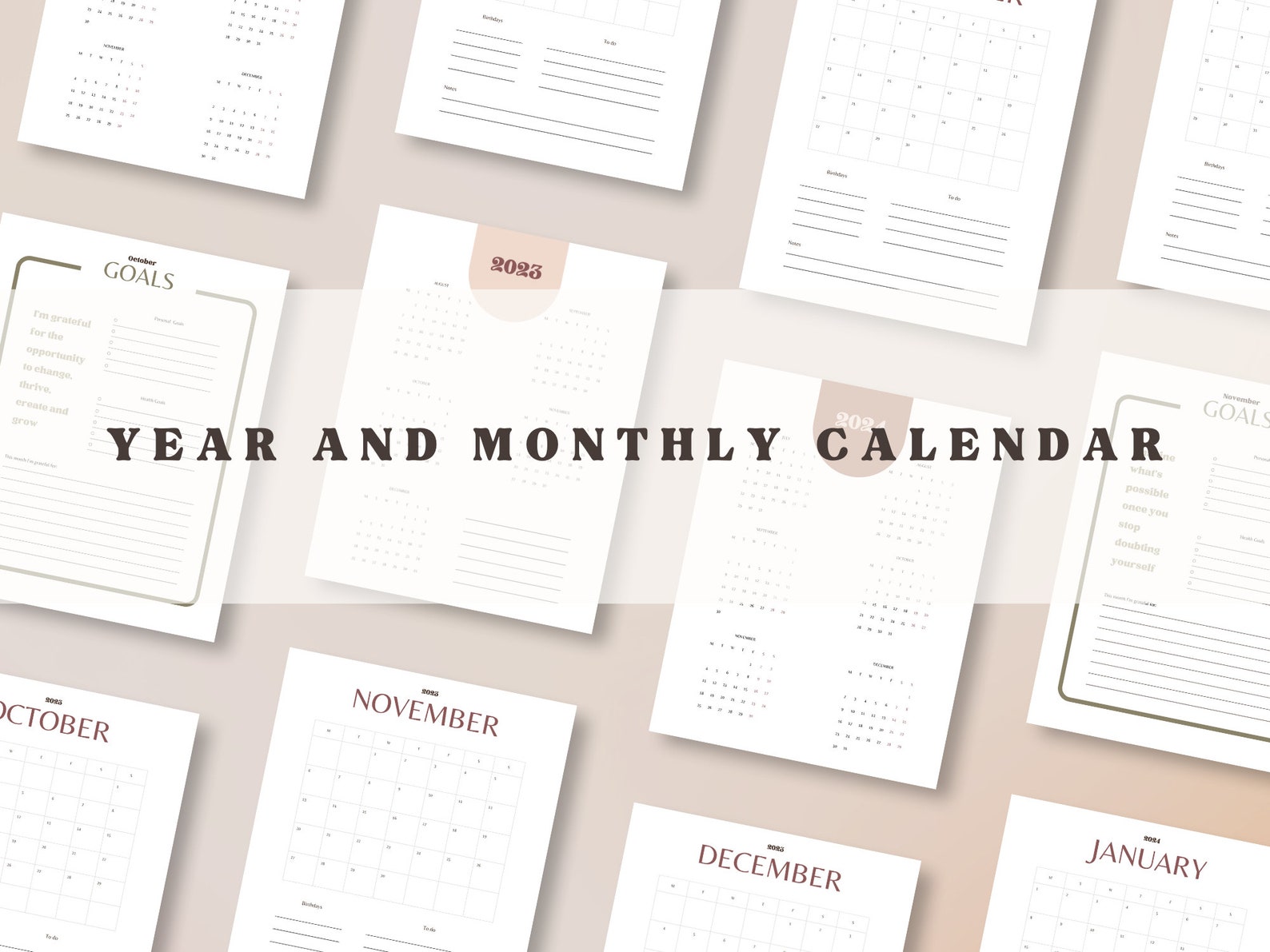 2023-2024 Calendar Printable Boho Printable Calendar - Etsy