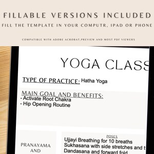Yoga Class Planner Template | Printable Yoga Class Planner | Yoga ...