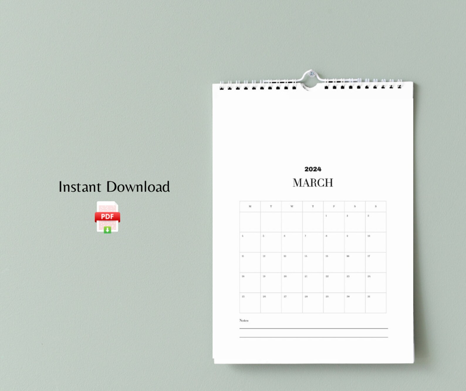 Wall Calendar 2023-2024 Printable and Editable Minimalist - Etsy