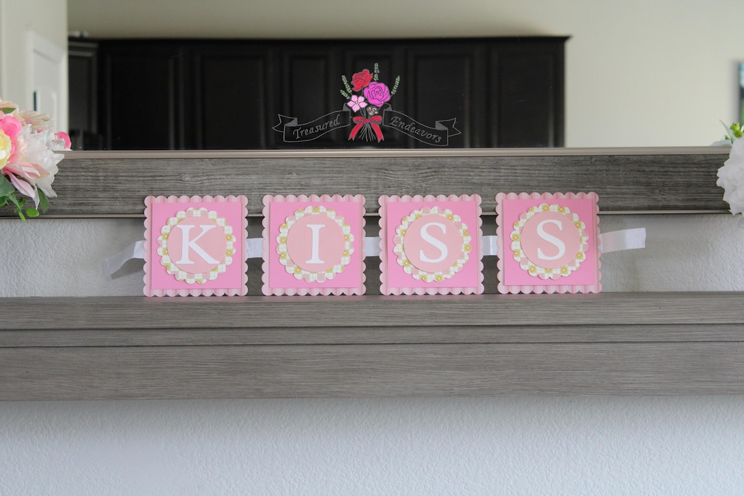Valentine's Day Themed 'KISS' Banner in a Pink Palette With White ...