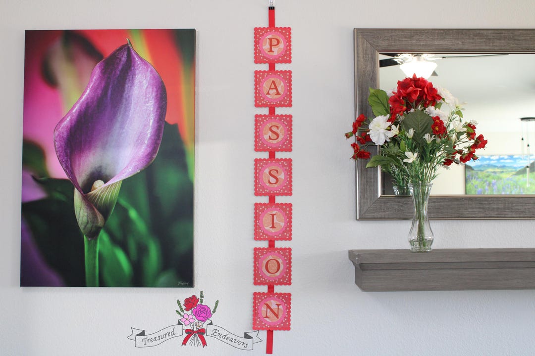 Bold Handcrafted PASSION Banner in Reds and Pinks With Red Letters - Etsy