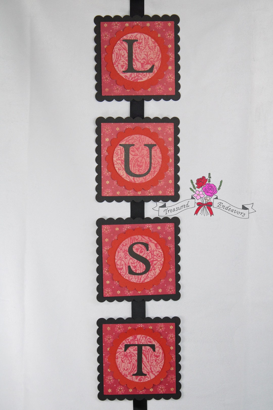 LUST Banner in Black and Red Cardstock Layers With Black Letters, 30 ...
