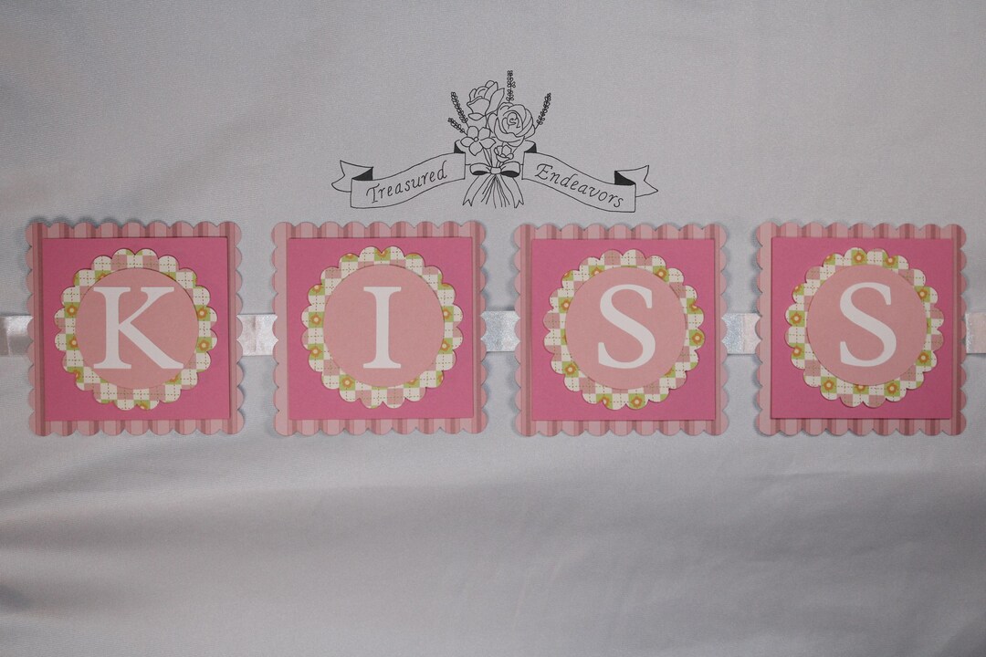 Horizontal Pink Kiss Banner Decoration 30 in Long Valentine's Day ...