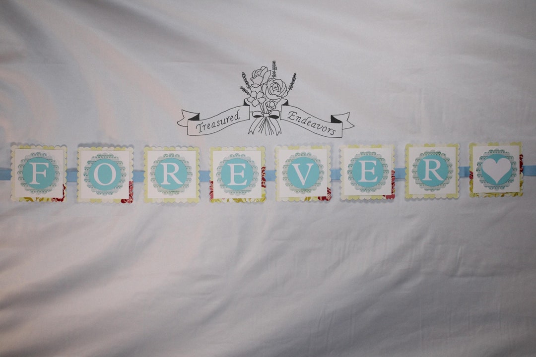 FOREVER Banner in White and Blue Cardstock Layers With White Letters ...